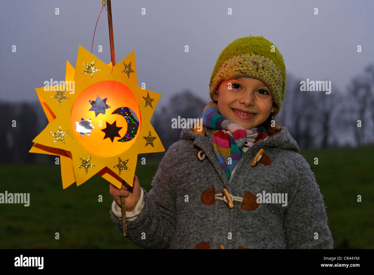 Girl with a lantern at a St. Martin's parade, lantern procession, St ...