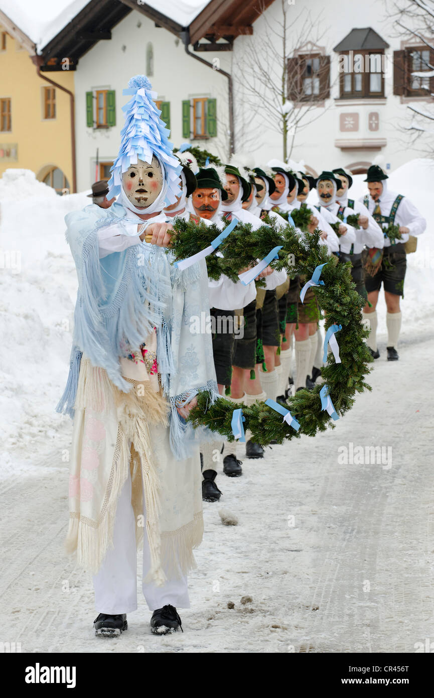 Men with bells, traditional carnival costumes, carnival parade ...
