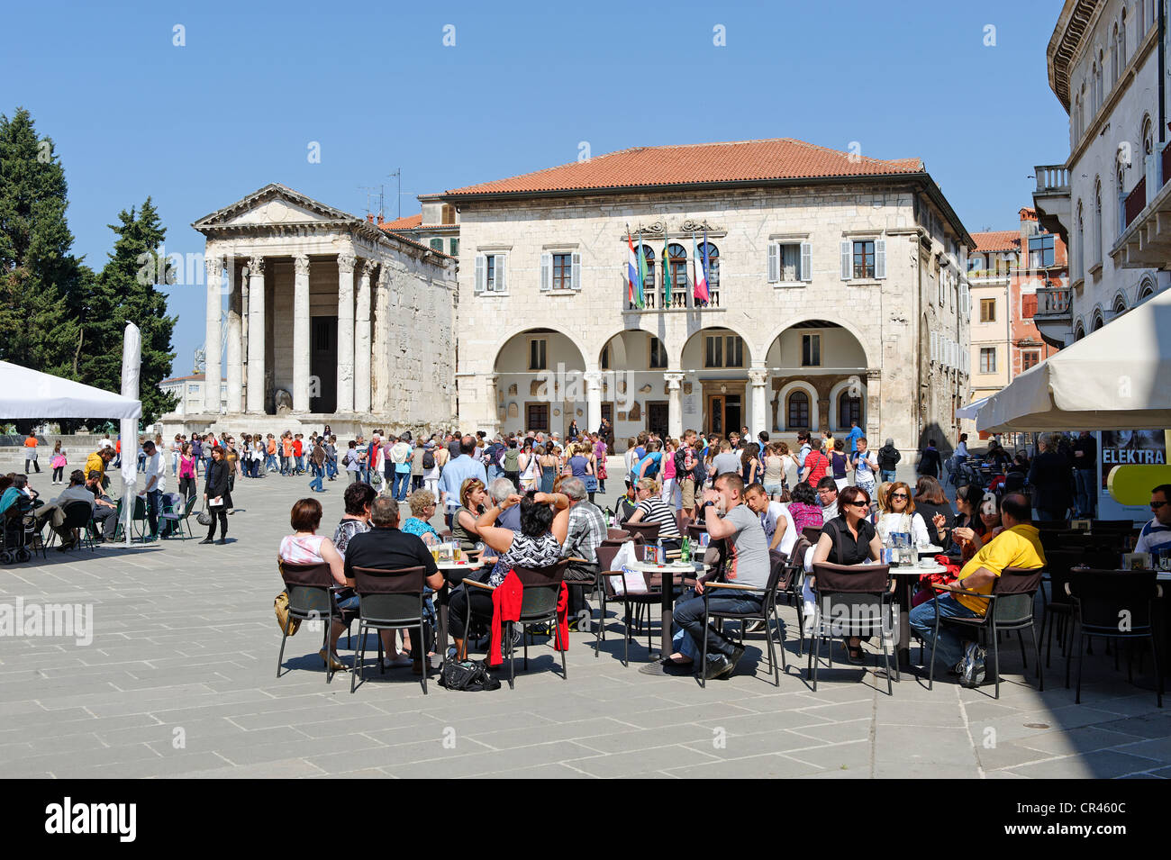 Temple of Augustus and town hall, Forum, Pula, Istria, Croatia, Europe ...