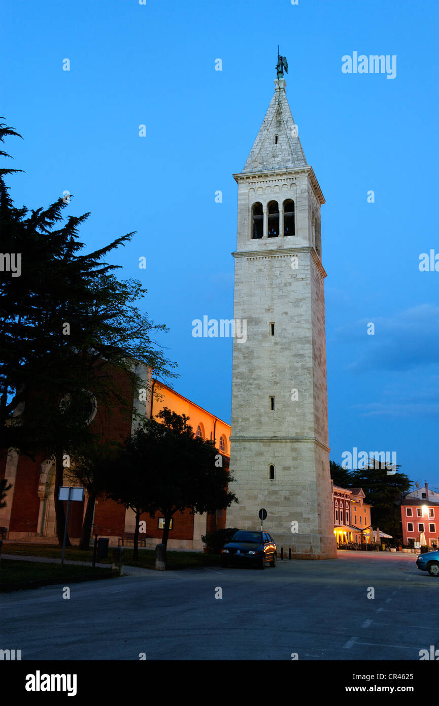 Town tower and St Palagius church, old town, Novigrad, Istria, Croatia ...