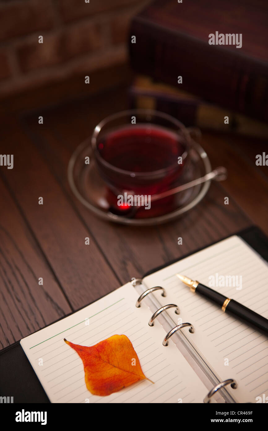 Teatime and a Diary Stock Photo - Alamy