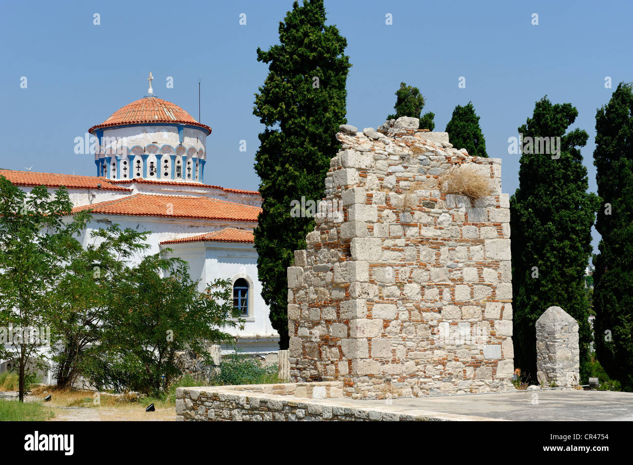 Logothetis Castle with Metamorphosis Church in the port city of ...