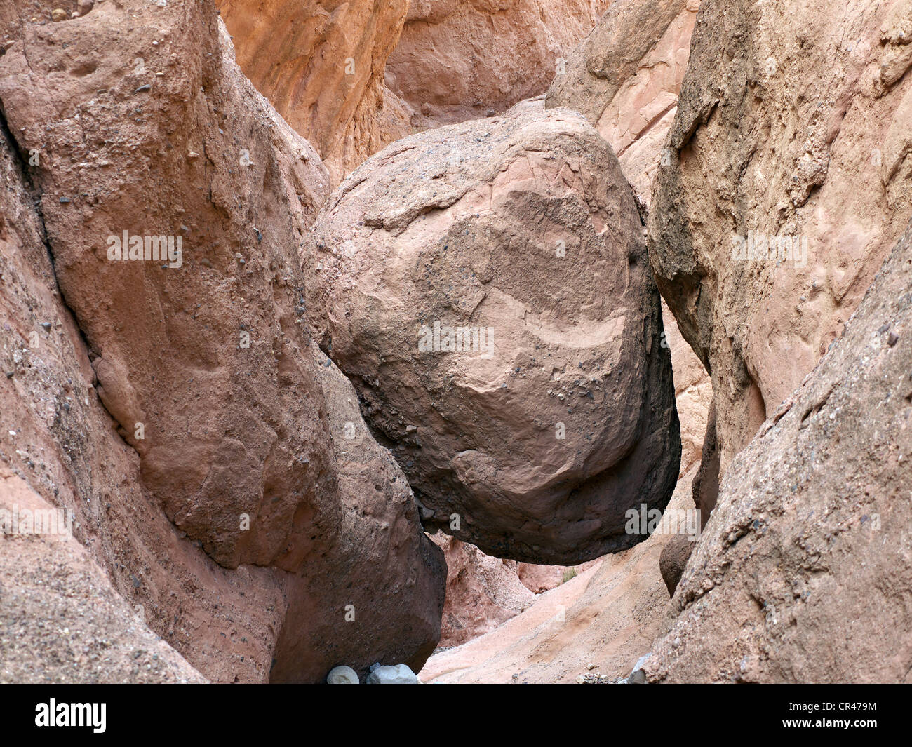 Trapped boulder, errant block, Dades Gorge, High Atlas range, Boumalne ...