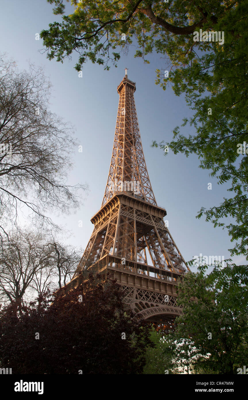 The Eiffel Tower, iconic symbol of Paris, catching the rays of the ...