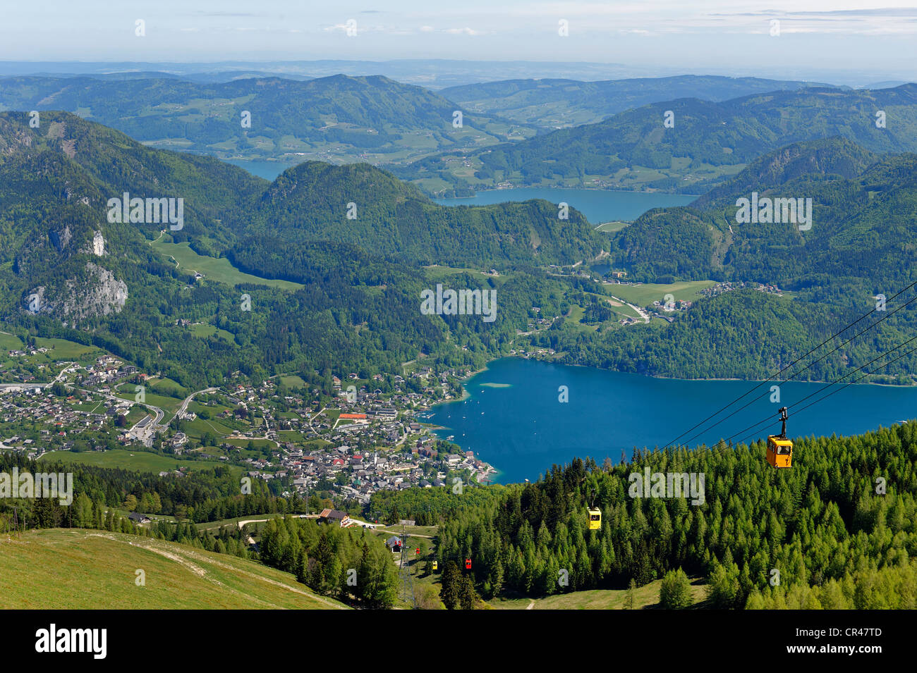 St. Gilgen, Wolfgangsee Lake and Mondsee Lake from Mt Zwoelferhorn ...