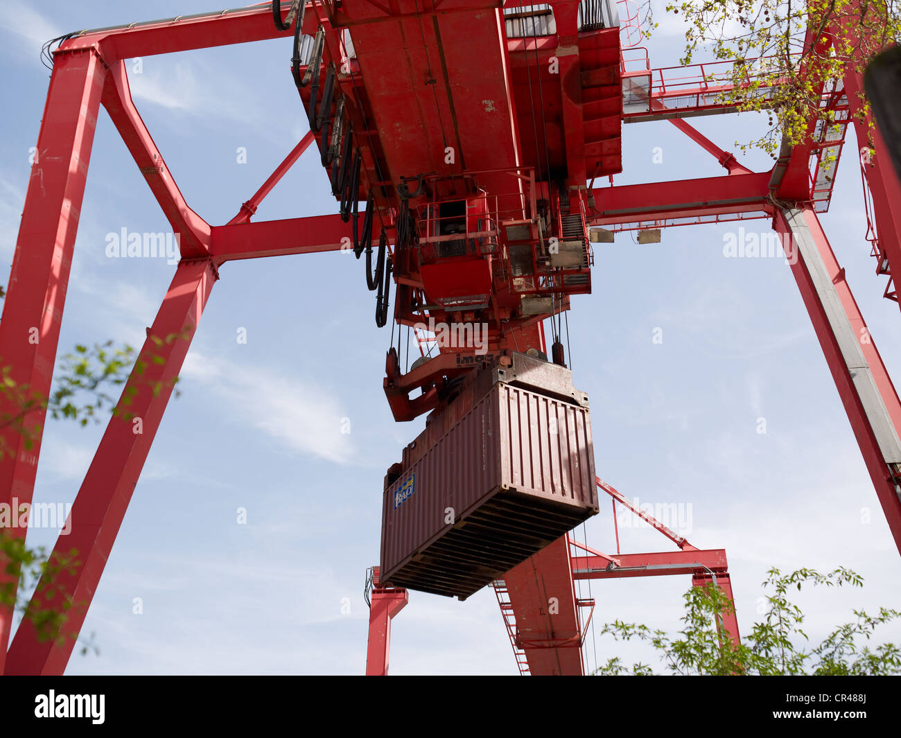 Loading bridge with container in the container terminal, Mainz ...
