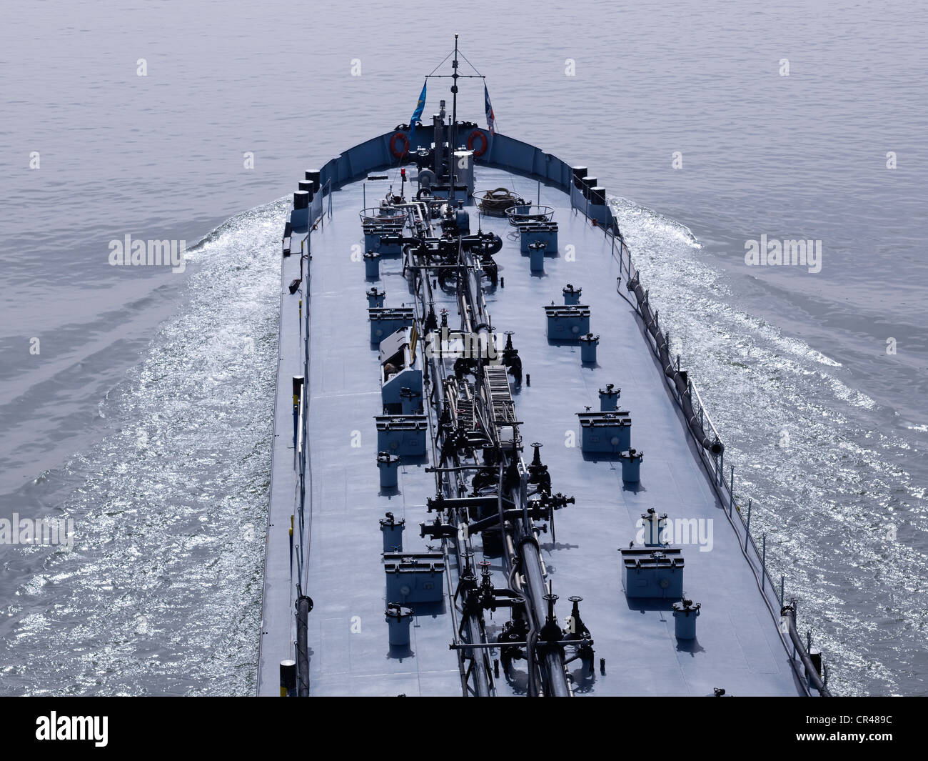 Modern two-hulled tanker for transport of chemicals on the Rhine, Mainz ...