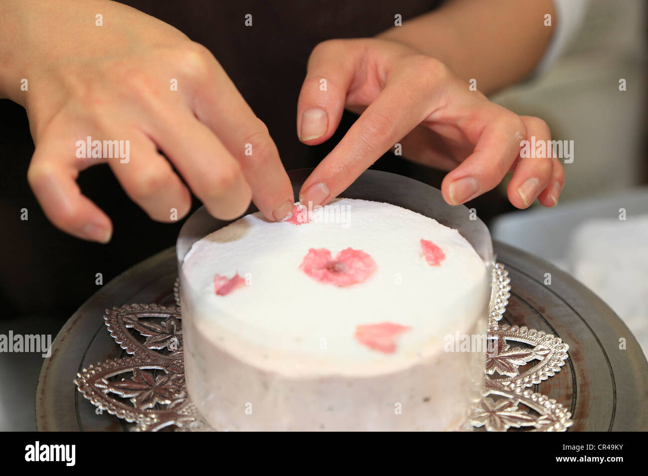 Pastry Chef Decorating Cake Stock Photo - Alamy