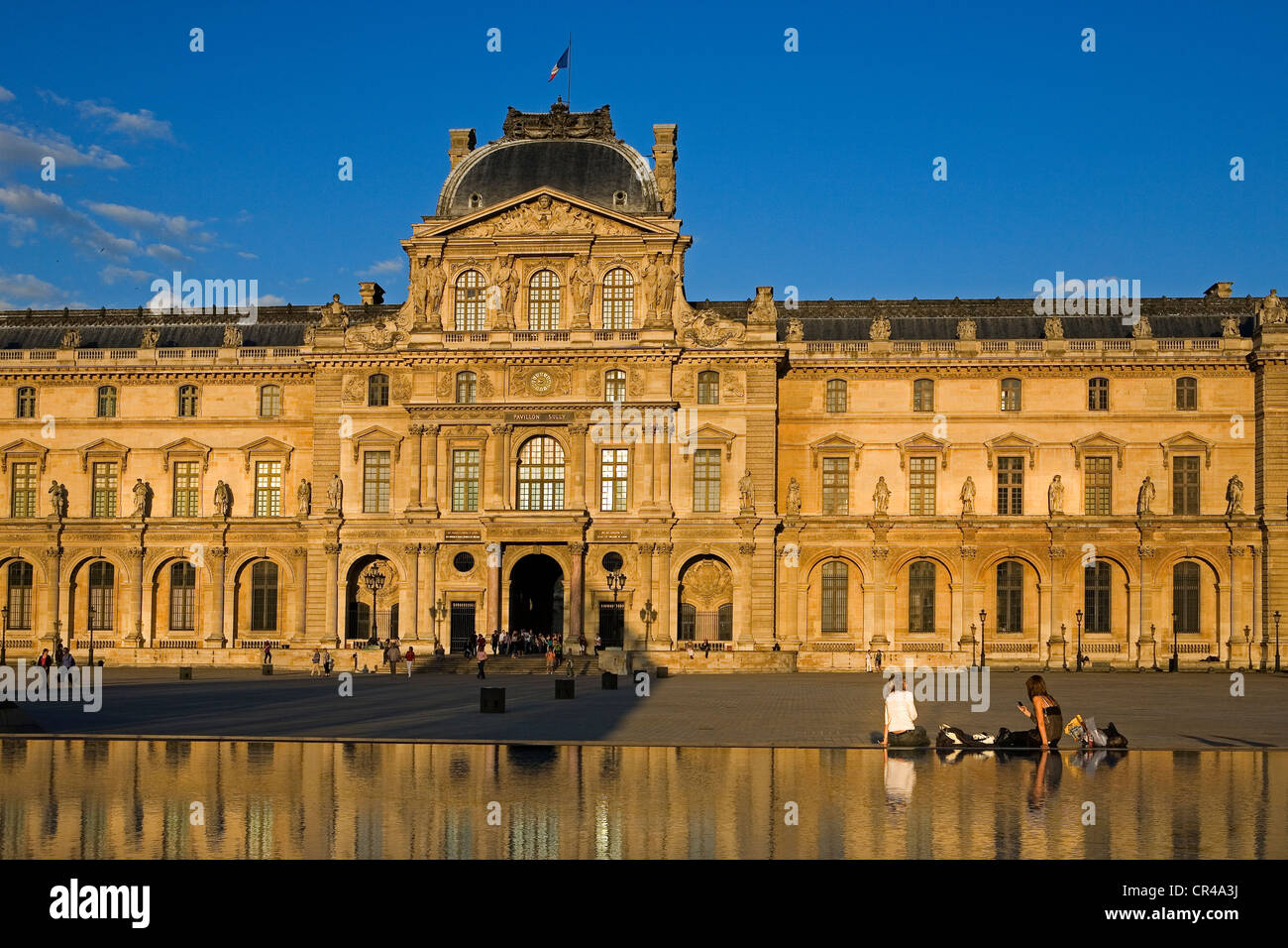 France, Paris, building of the court Napoleon of Musee du Louvre Stock ...