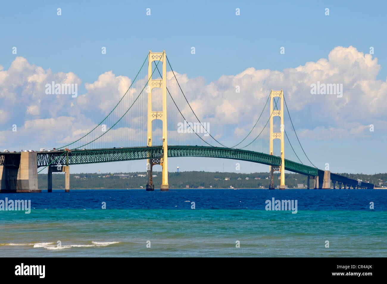 Mackinac Bridge straits suspension lower upper peninsulas great lakes ...