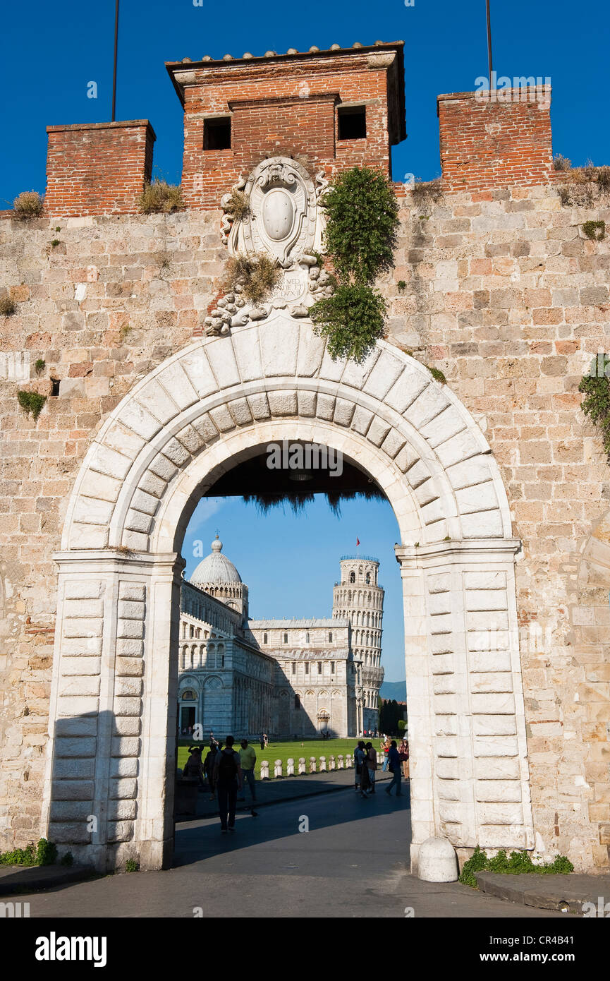 Italy, Tuscany, Pisa, gate of the wall surrounding the Campo dei ...