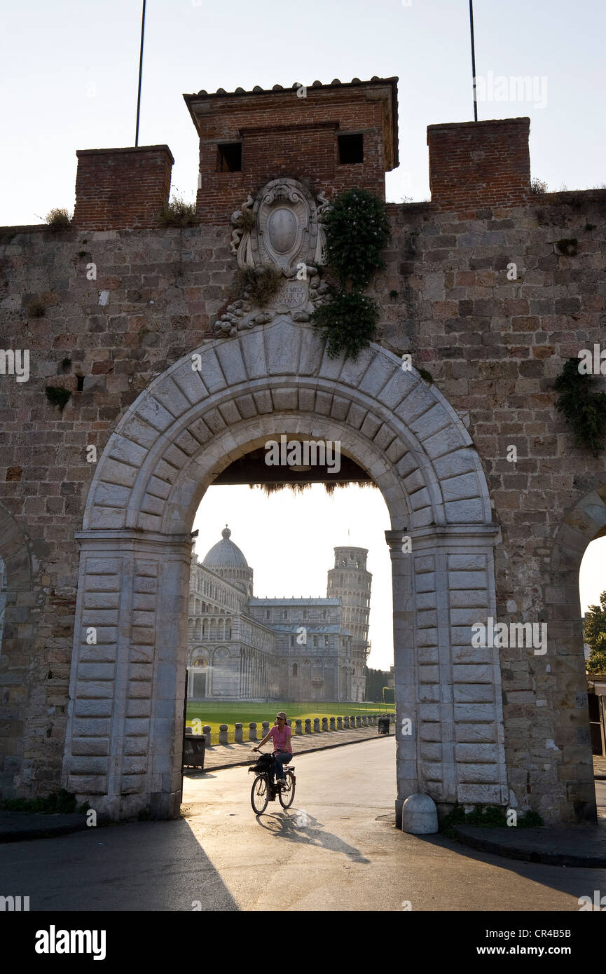 Italy, Tuscany, Pisa, gate of the wall surrounding the Campo dei ...