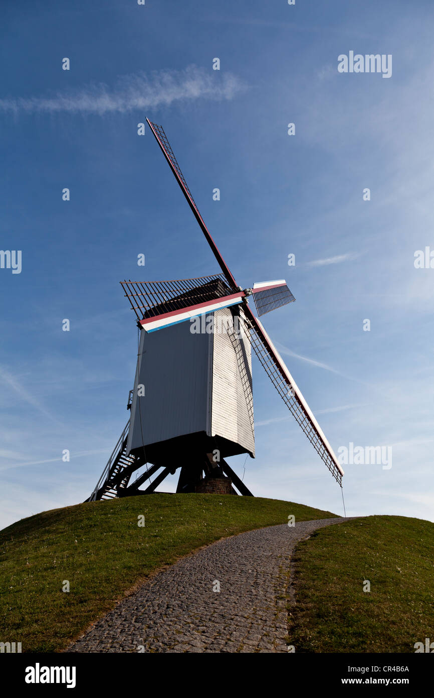 Old windmill in Bruges, Flanders, Belgium, Europe Stock Photo - Alamy