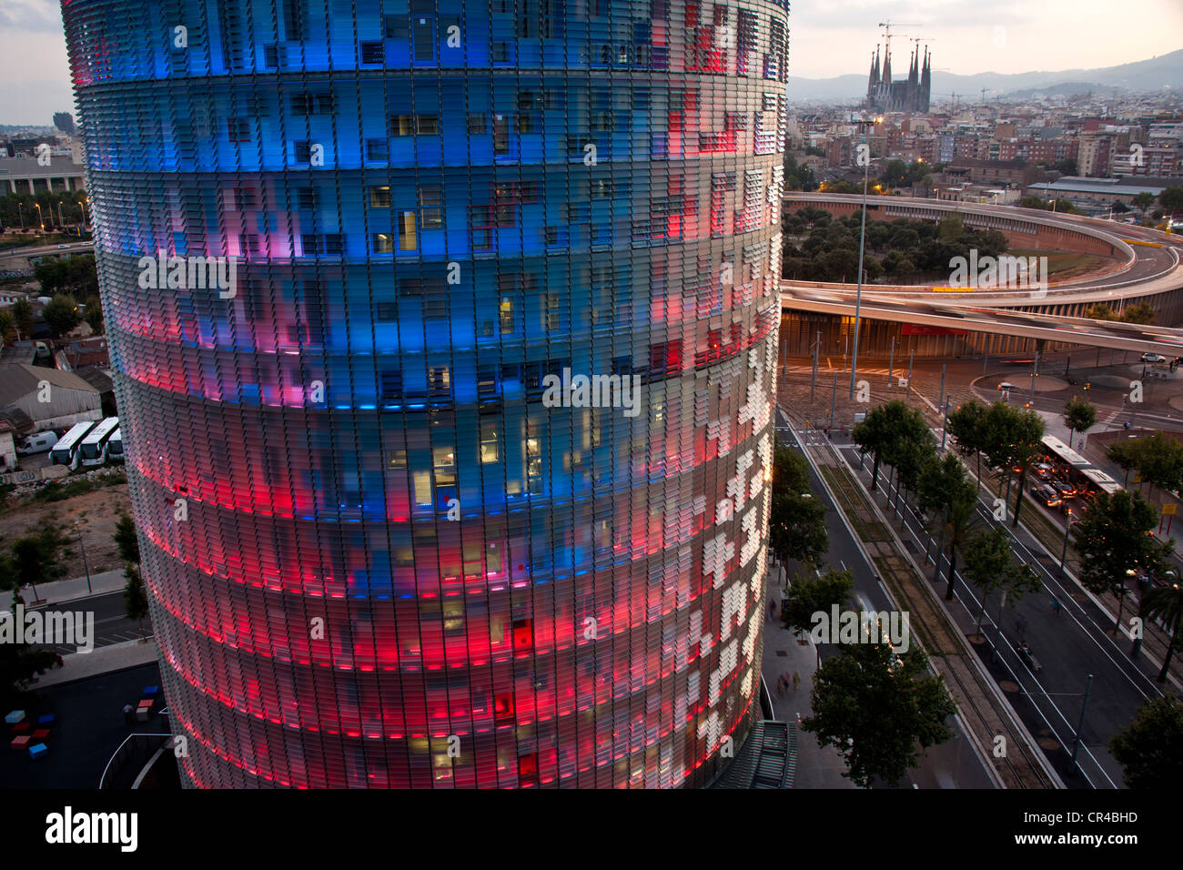 Torre Agbar or Agbar Tower, a 142m skyscraper, designed by architect ...