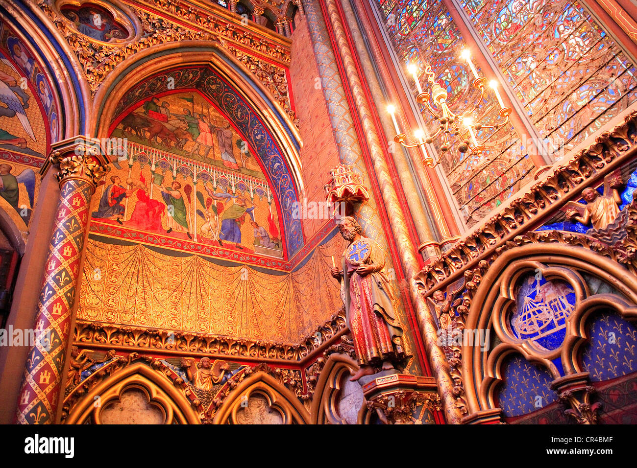 France, Paris, the Sainte Chapelle (the Holy Chapel), polychrome and ...
