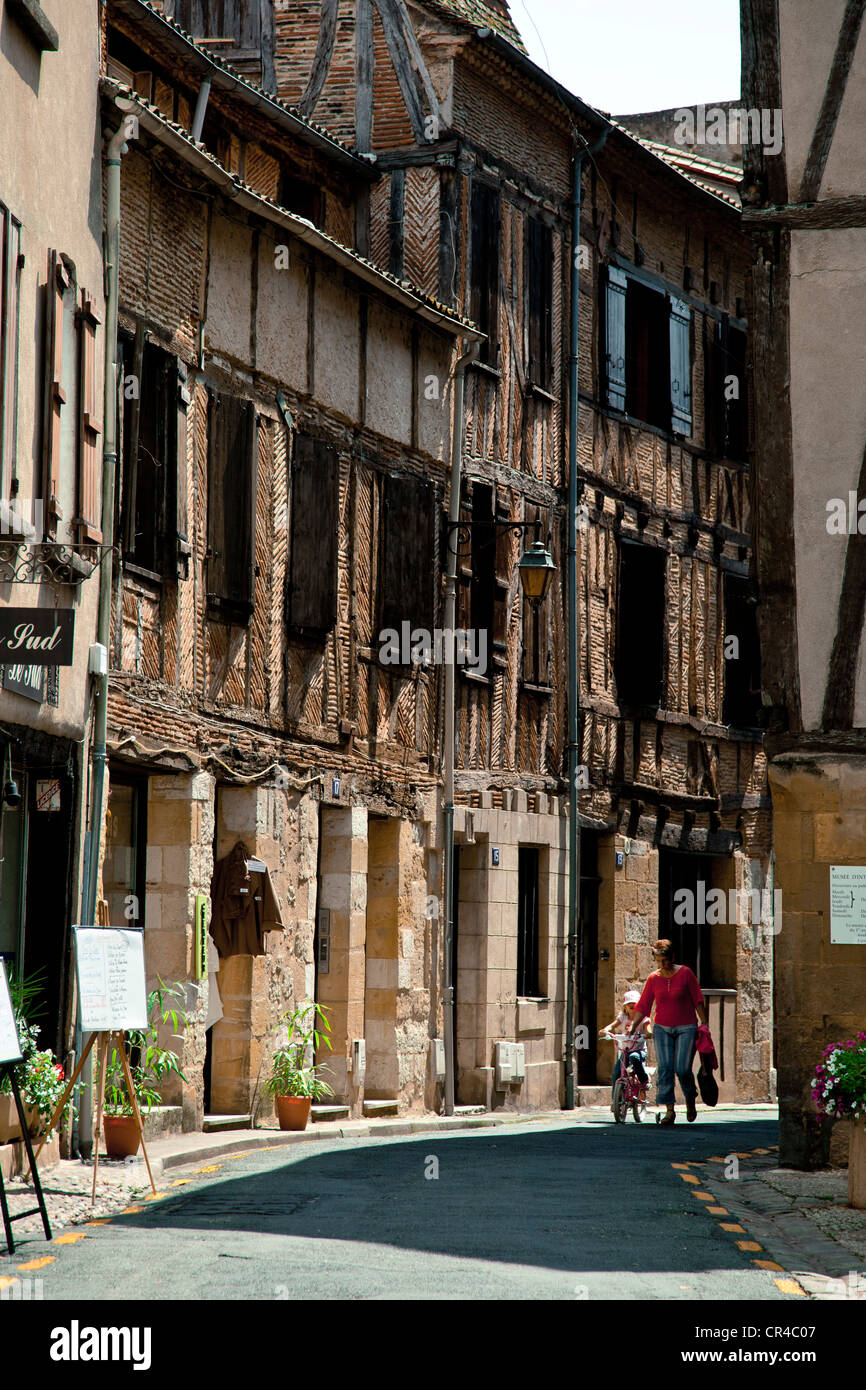 Street in the historic district of Bergerac, Aquitaine, Dordogne ...