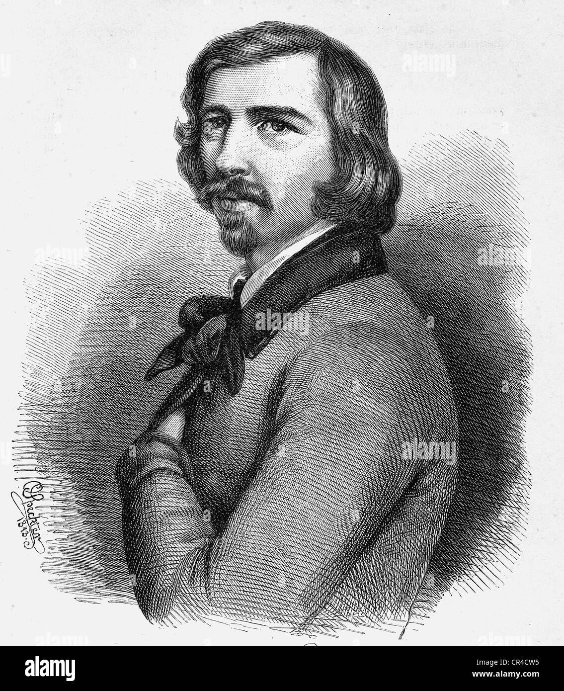 Franz Emanuel August Geibel (1815 - 1884), poet, steel engraving ...