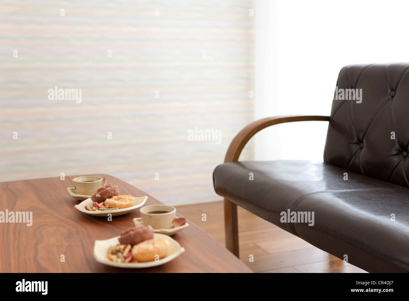 Afternoon Tea and Snacks on Coffee Table Stock Photo - Alamy