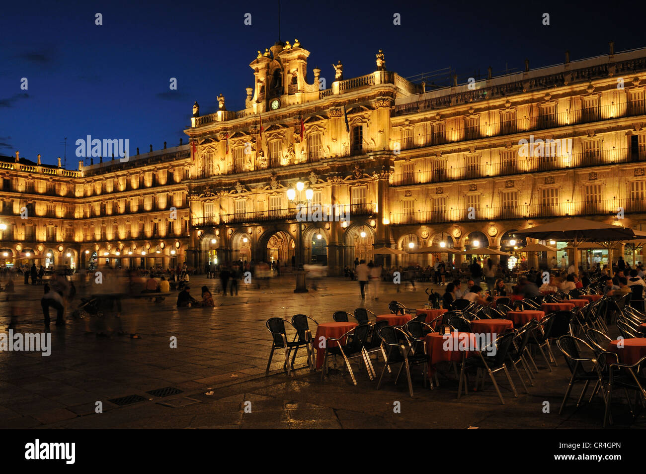 Plaza Mayor, city square of Salamanca, Unesco World Heritage Site ...