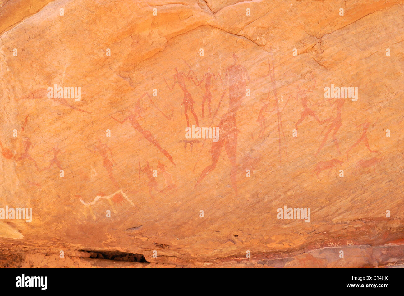 Painted people, neolithic rockart of the Acacus Mountains or Tadrart ...