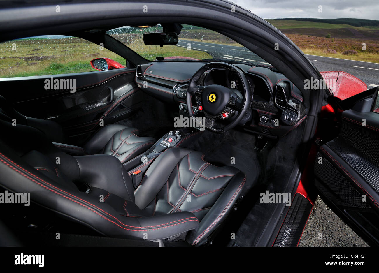 2011 Ferrari 458 Italia red Italian supercar interior cabin Stock Photo ...