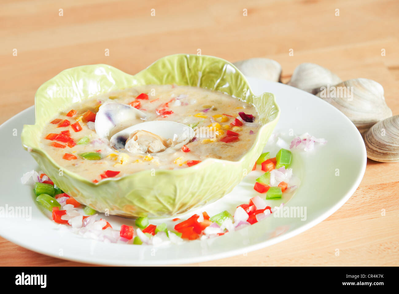 Bowl of California Style clam chowder Stock Photo - Alamy