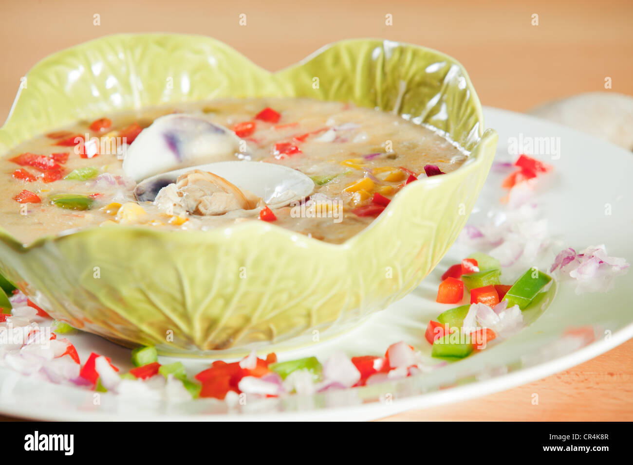Bowl of California Style clam chowder Stock Photo - Alamy