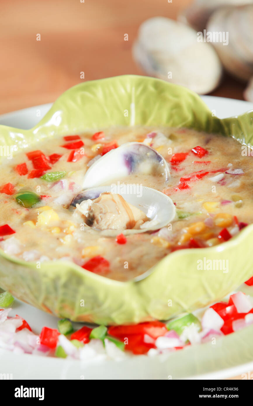 Bowl of California Style clam chowder Stock Photo - Alamy