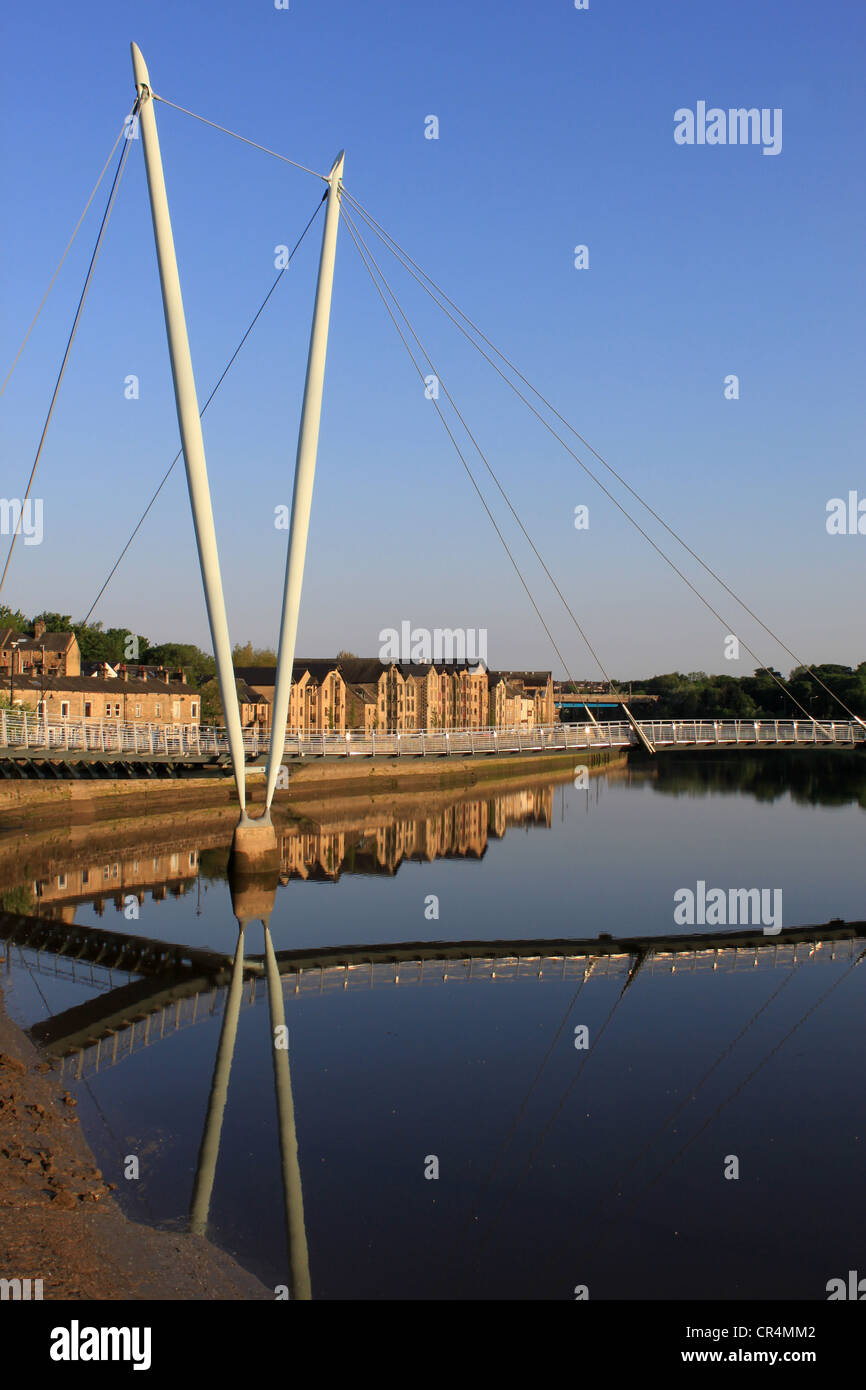 View down River Lune at Lancaster past the Millennium bridge to St ...