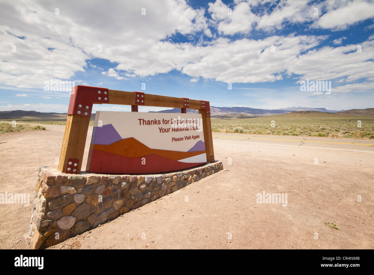 Road sign at the exit of Death Valley National Park in California, USA ...
