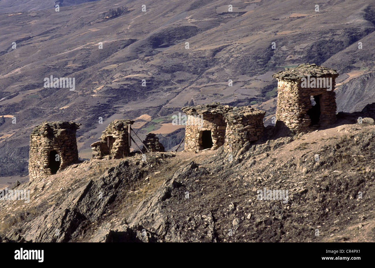 Pre Inca Funerary Towers (Chullpas) near Paucartambo. Cuzco Department ...