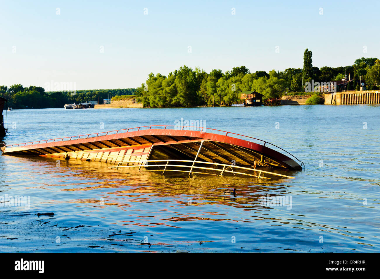 Boat sinking into the Sava river Stock Photo - Alamy