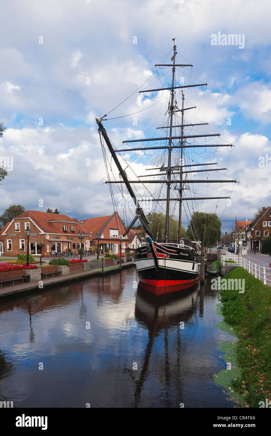 Friederike von Papenburg, brig, on Hauptkanal, main channel, Papenburg ...