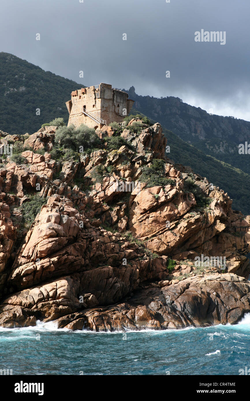 The Genoese watchtower Golfe de Porto, Gulf of Porto Corsica France ...