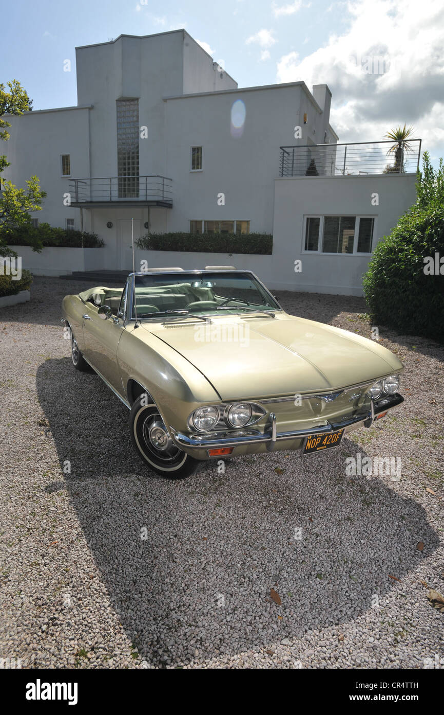Chevrolet Corvair convertible classic American rear engine car in front ...
