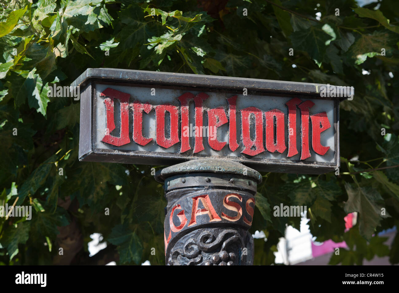 Sign Drosselgasse, Ruedesheim, Rheingau, Hesse, Germany, Europe Stock ...