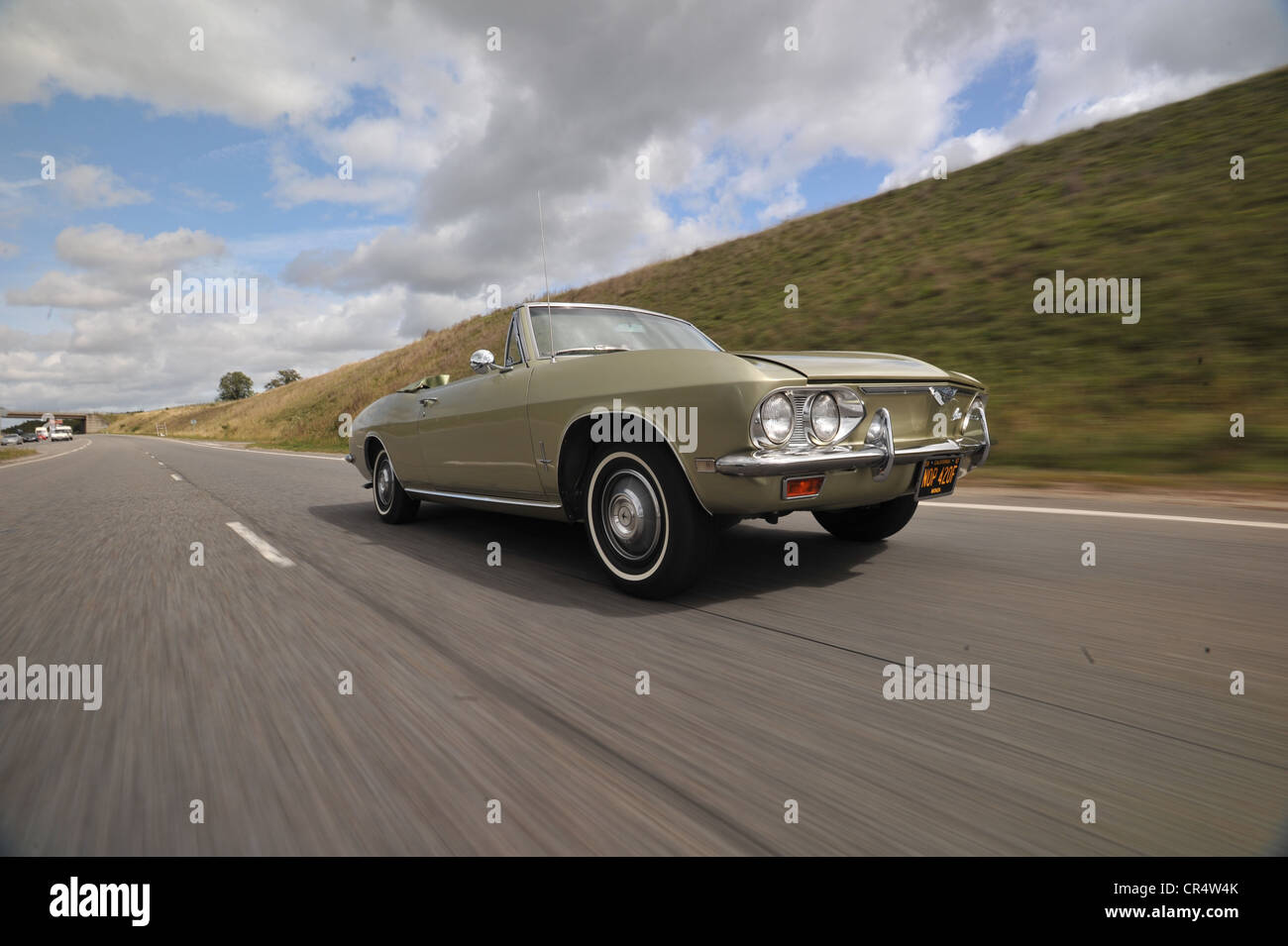 Chevrolet Corvair convertible classic American rear engine car driving ...