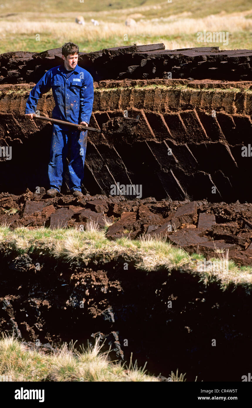 United Kingdom, Scotland, Shetland Islands, Mainland, peat bog still ...