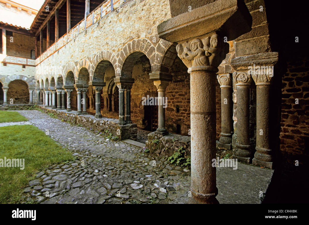 France, Haute Loire, Lavaudieu, medieval village, Benedictine abbey ...
