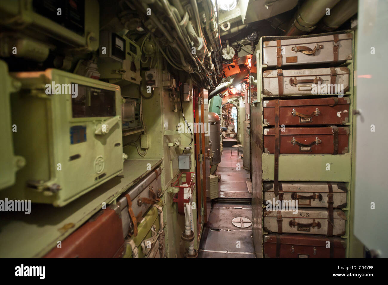 Engine room of a submarine boat, storage room, Maritime and Naval ...