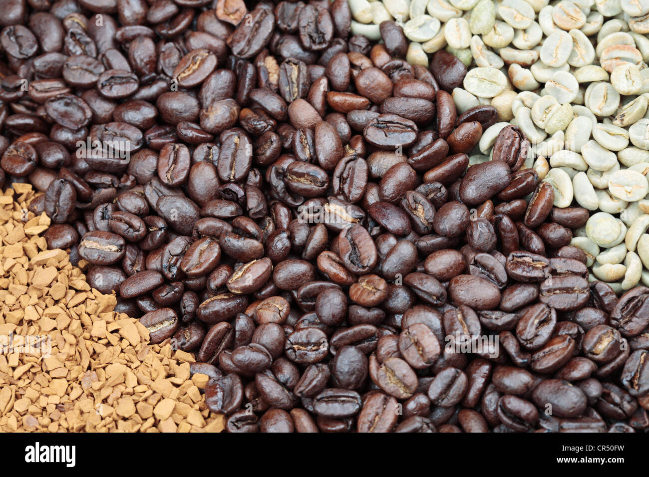 Raw, Roasted and Instant Coffee Stock Photo - Alamy