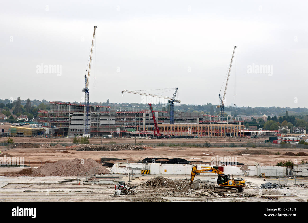 Cranes tower over the construction of South Birmingham college, on the ...
