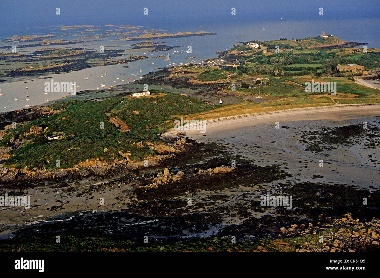 France, Manche, ile Chausey (Chausey Island) (aerial view Stock Photo ...