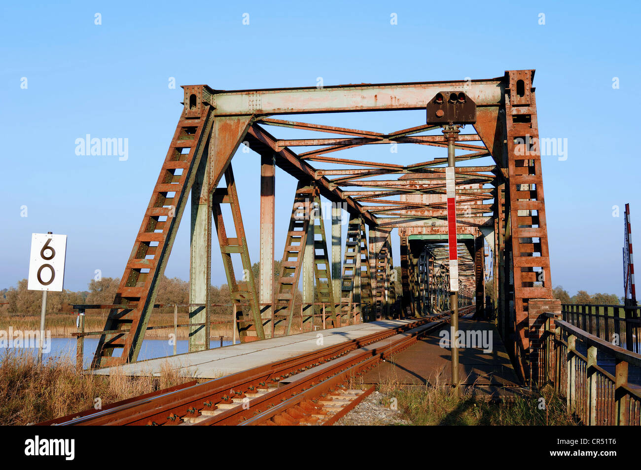 Friesenbruecke bridge, a railway bascule bridge crossing the Ems River ...