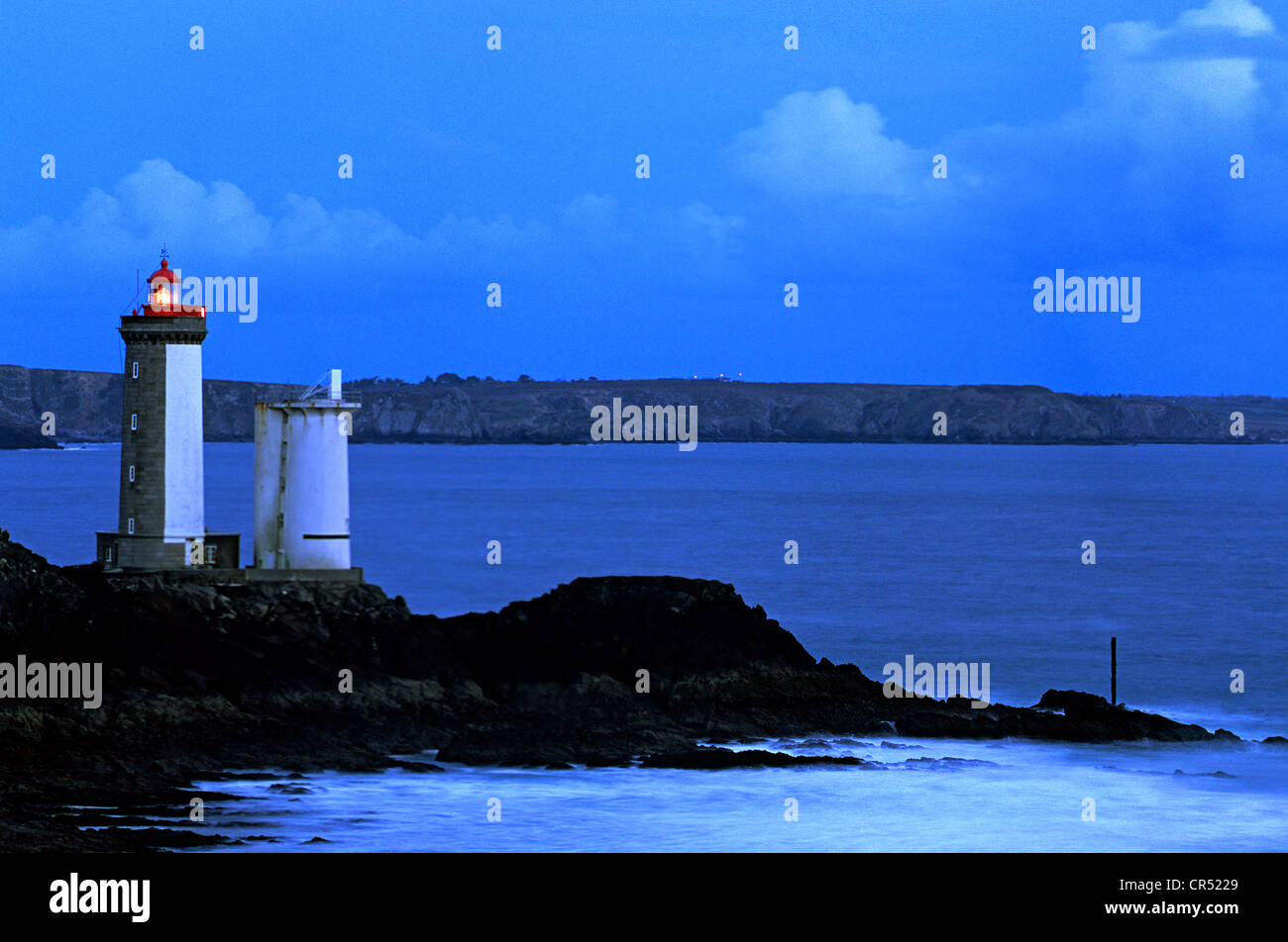 France, Finistere, Iroise Sea, Brest, lighthouse of Petit Minou at the ...