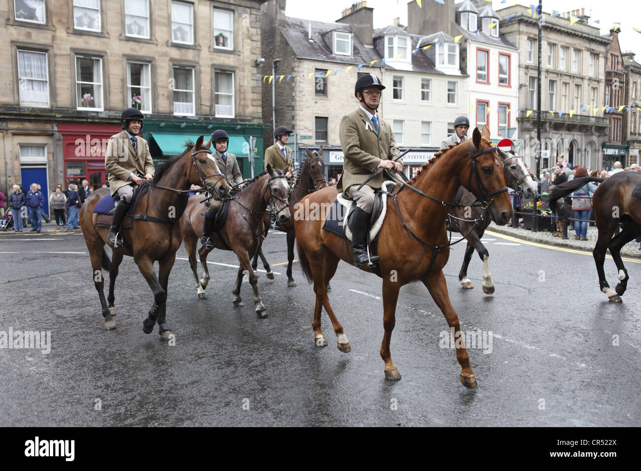 The Cornet's supporters ride to Towerdykeside for the start of Hawick ...
