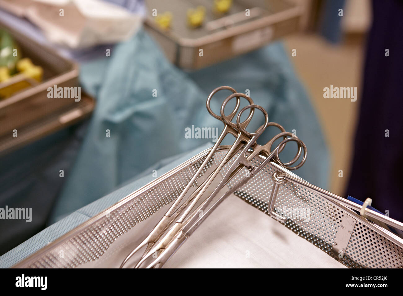 Forceps pictured in a NHS hospital operating theatre Stock Photo - Alamy