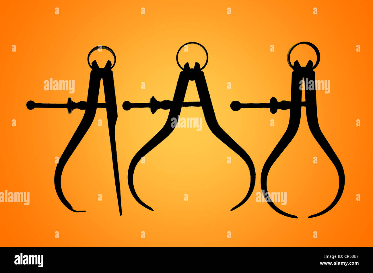 Silhouettes of calipers on a coloured graduated background Stock Photo ...
