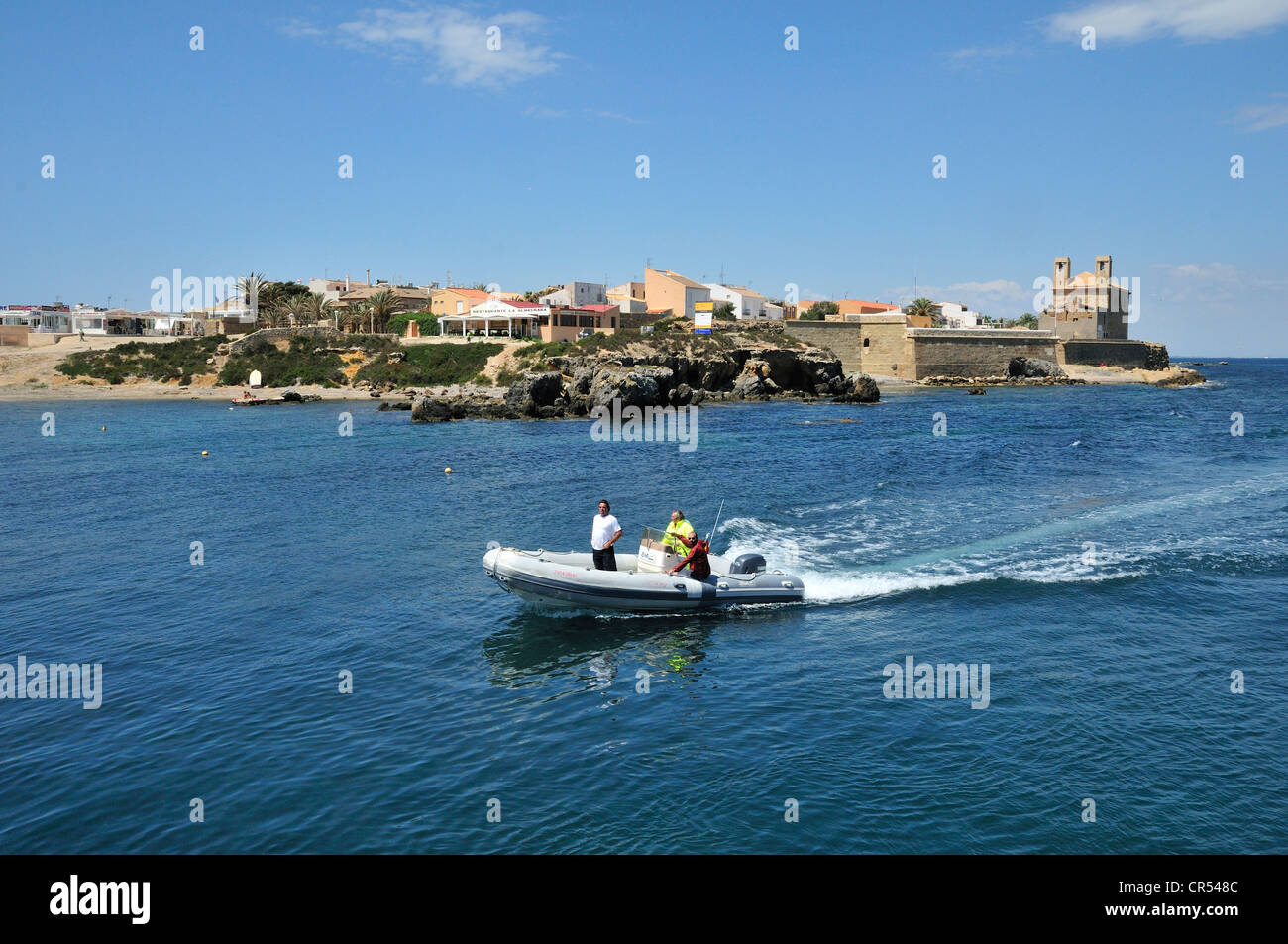 Fishing boat in the harbor of Tabarca island, Alicante, Costa Blanca ...
