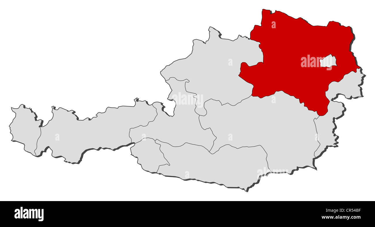 Political map of Austria with the several states where Lower Austria is ...